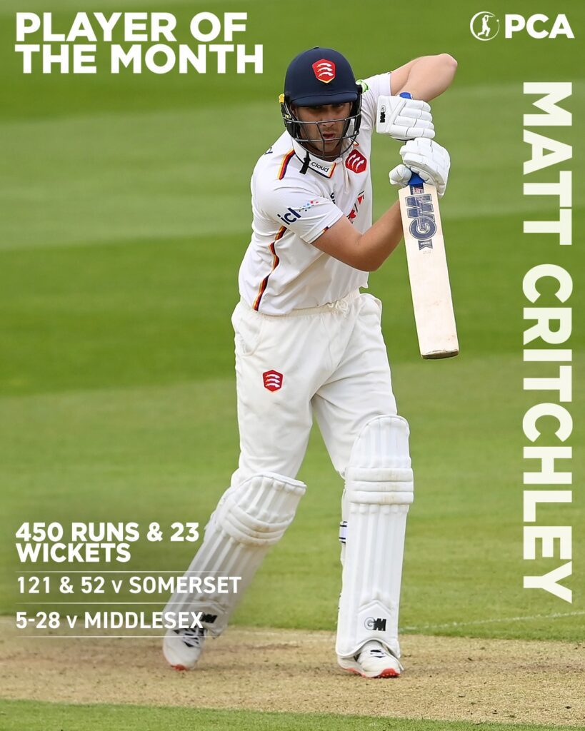 Critchley and Smith win June awards - The PCA